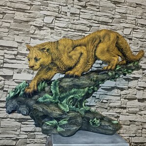 Puma Statue Puma on Rock Panther Sculpture Mountain Lion Statue Tiger ...