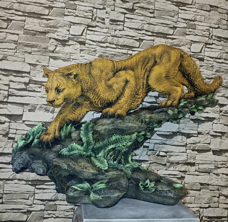 Puma Statue Puma on Rock Panther Sculpture Mountain Lion Statue Tiger ...