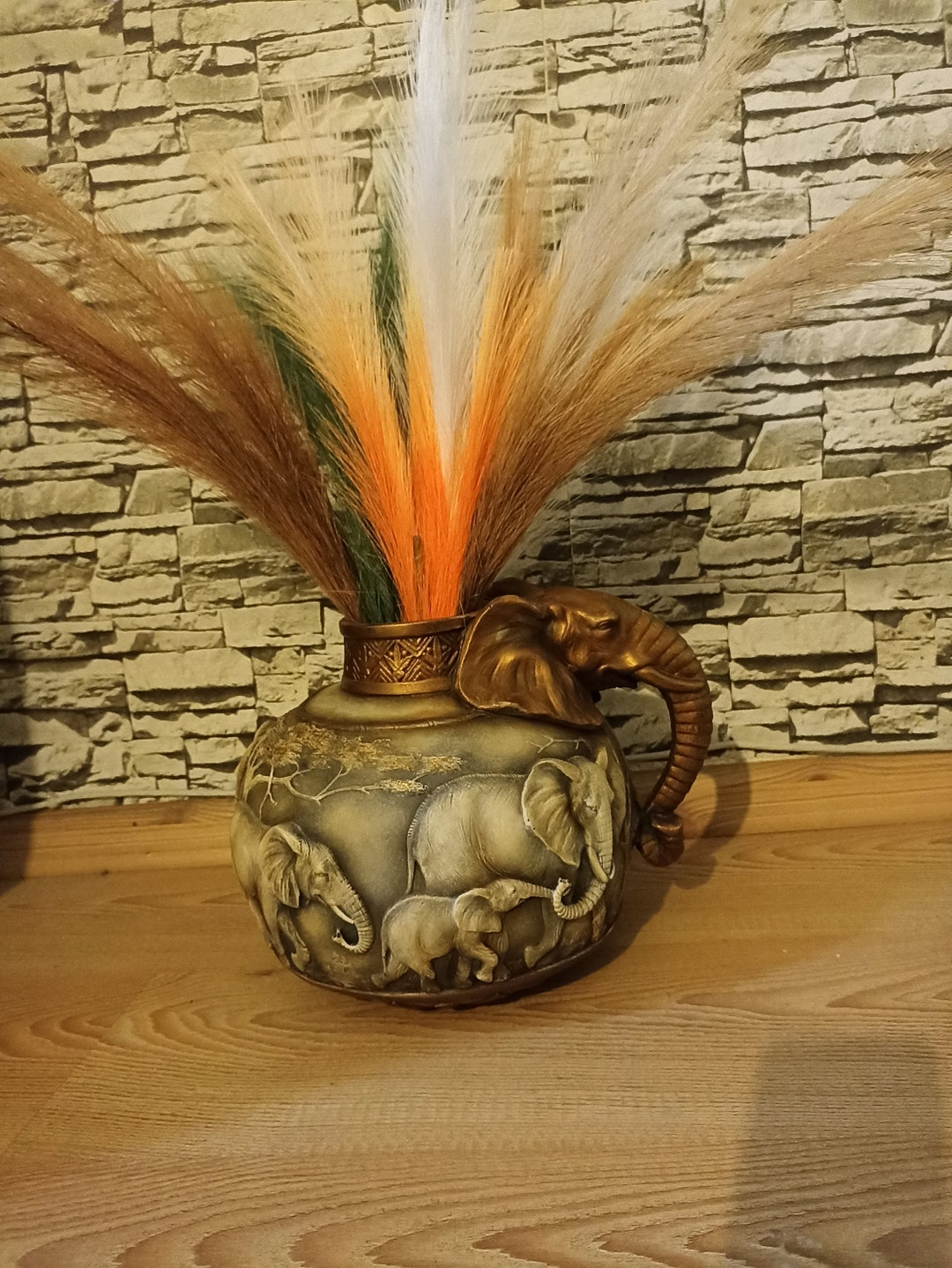 Elephant Figure Safari Vase, Elephant Vase, African Elephant Vase, Vase ...