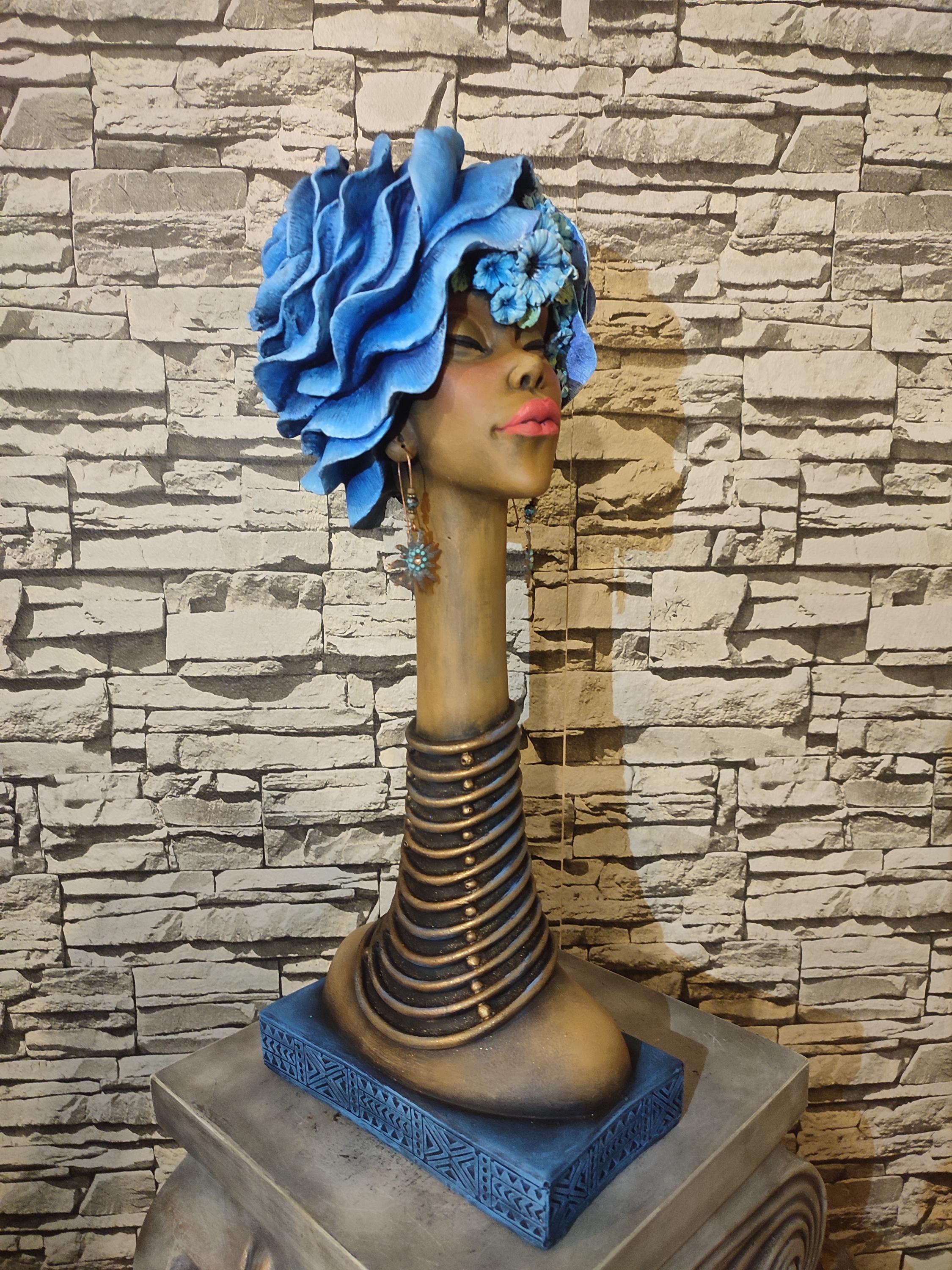 Black Rose-headed Female Bust, African Lady Sculpture, African Woman ...