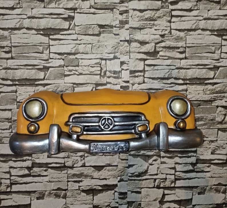 İmpressive Antique Mercedes Wall Car, Wall Statue, Pop Art Sculpture ...