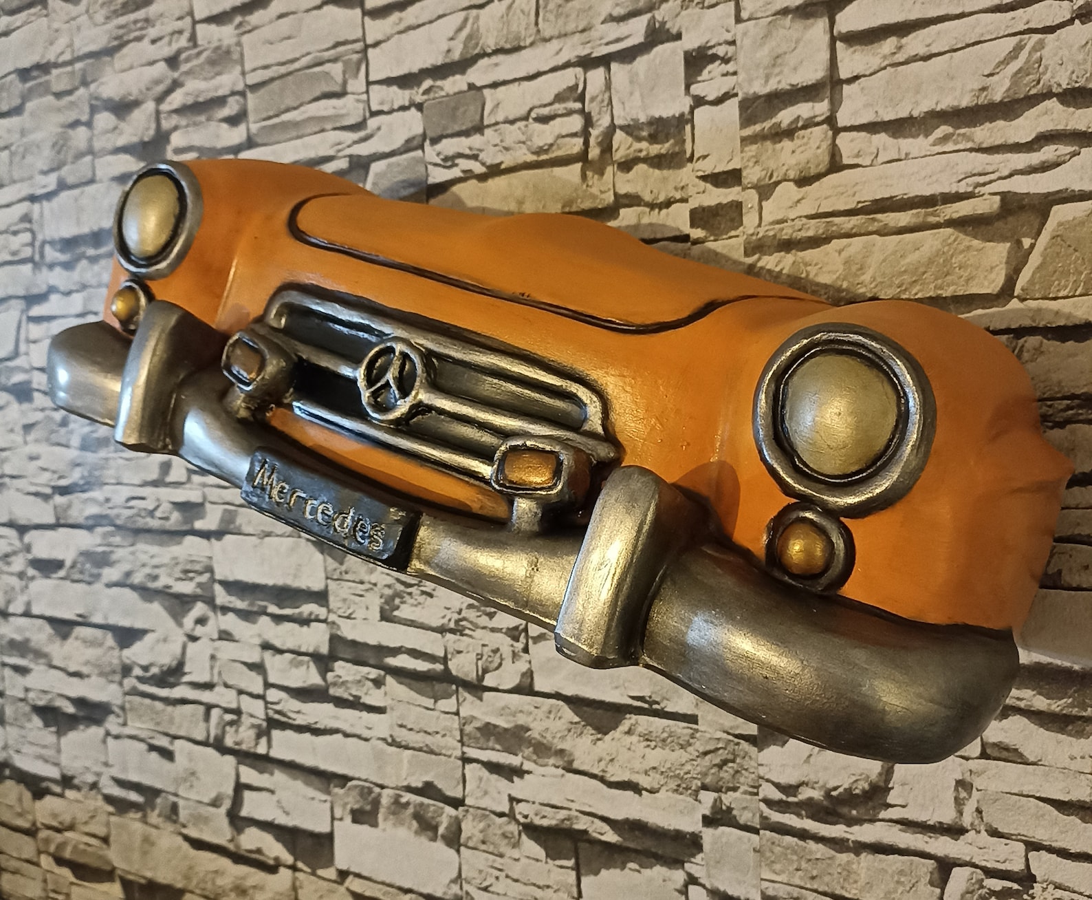 İmpressive Antique Mercedes Wall Car, Wall Statue, Pop Art Sculpture ...