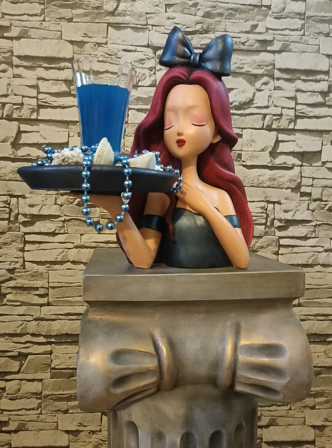 Girl With Tray Girl Statue With Serving Tray - Etsy