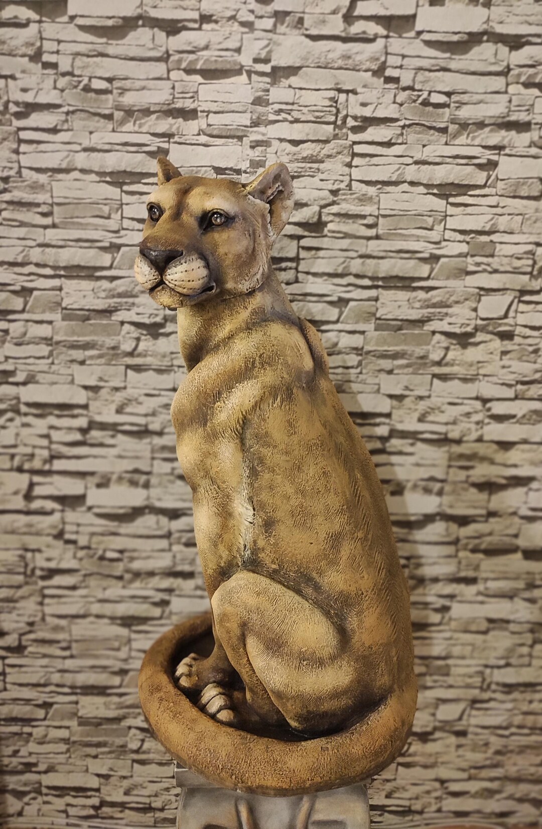 Hand-painted Puma Statue – Large Wildlife Sculpture, Home Decor - Etsy