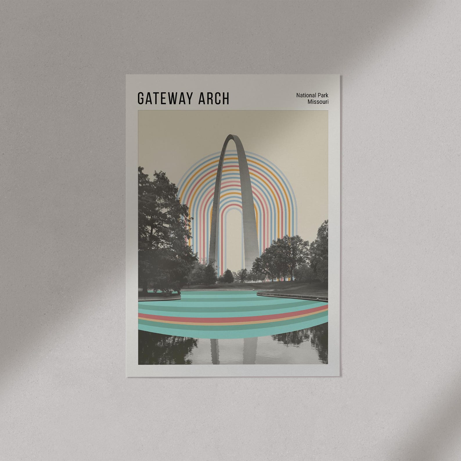 DIGITAL Gateway Arch, Missouri National Park Print, Modern Mid-century ...