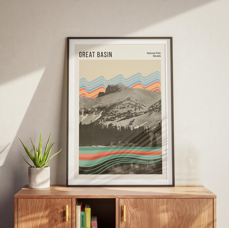 DIGITAL Great Basin, Nevada National Park Print, Modern Mid-century ...