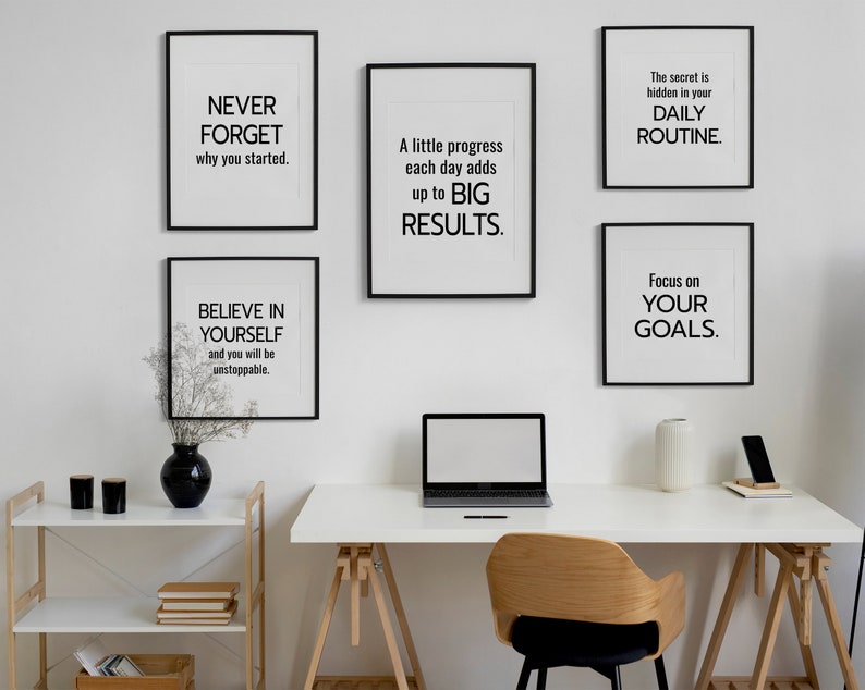 Printable Motivational Wall Art, Set of 20 Quotes, Inspirational Wall ...