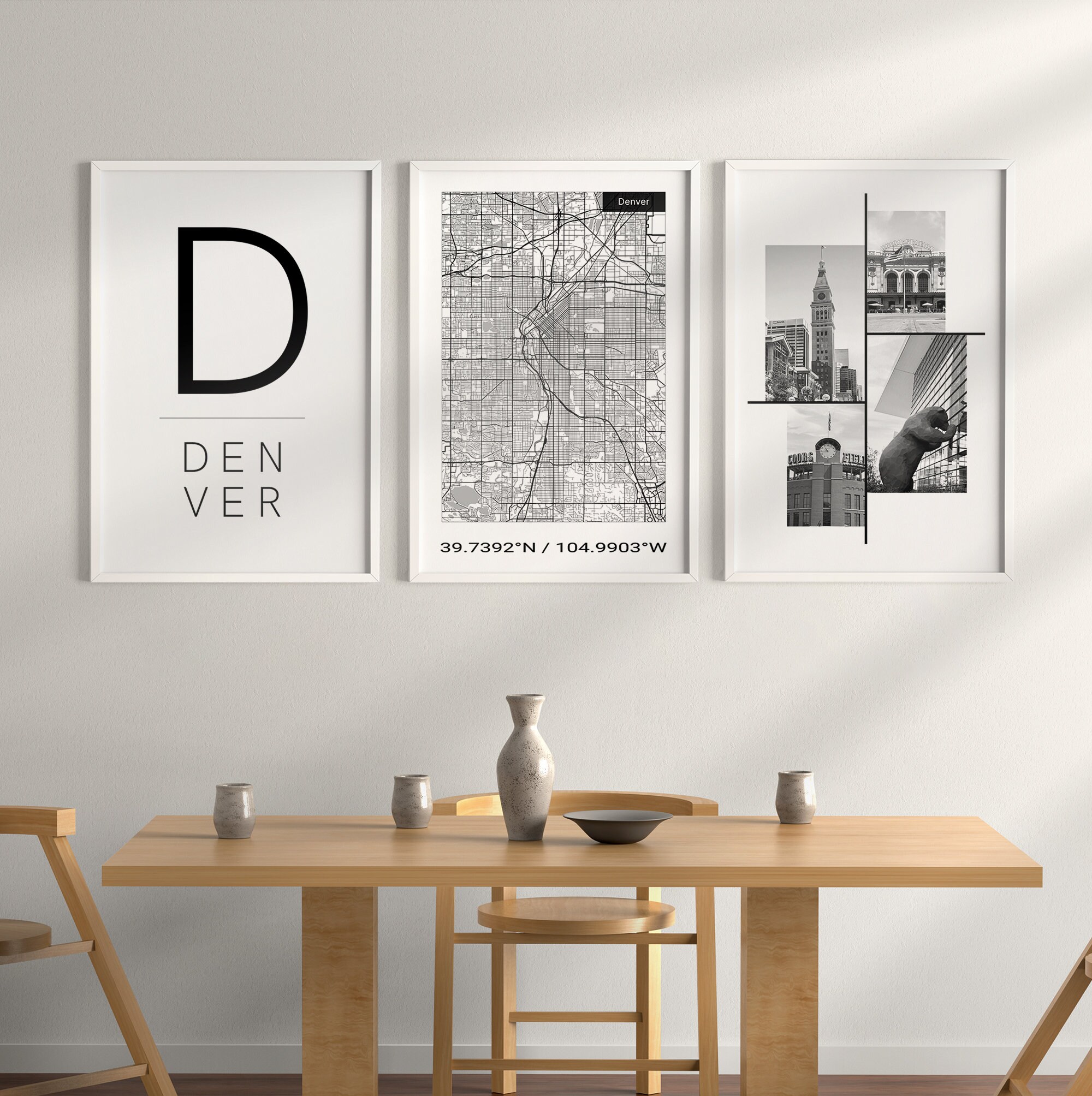 DIGITAL Denver Wall Art, Set of 6 Prints, Modern Colorado Wall Prints ...