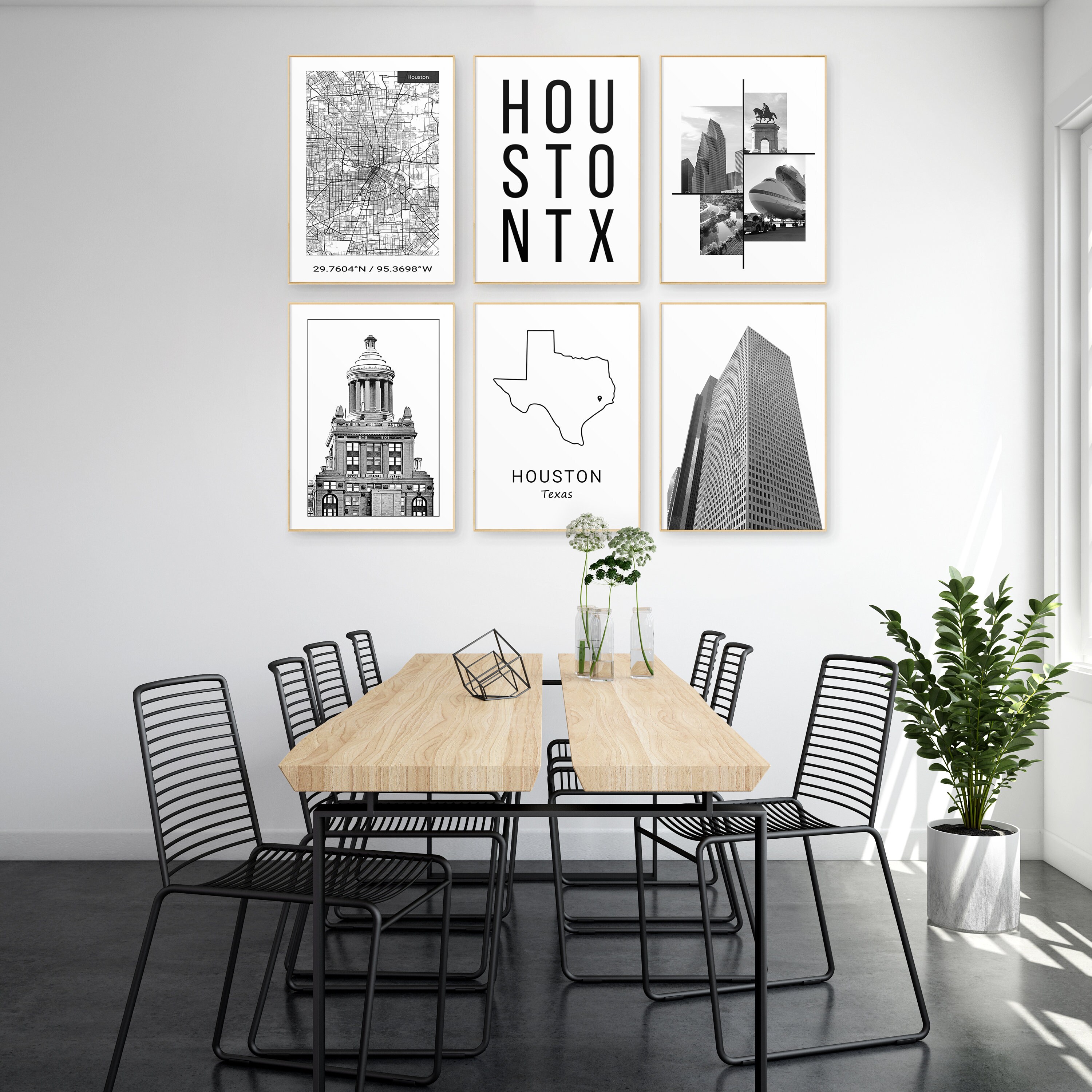 Houston Texas Wall Art, Set of 6 Prints, Modern, Original City Prints ...