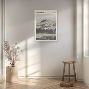 DIGITAL Great Basin, Nevada National Park Print, Modern Mid-century ...