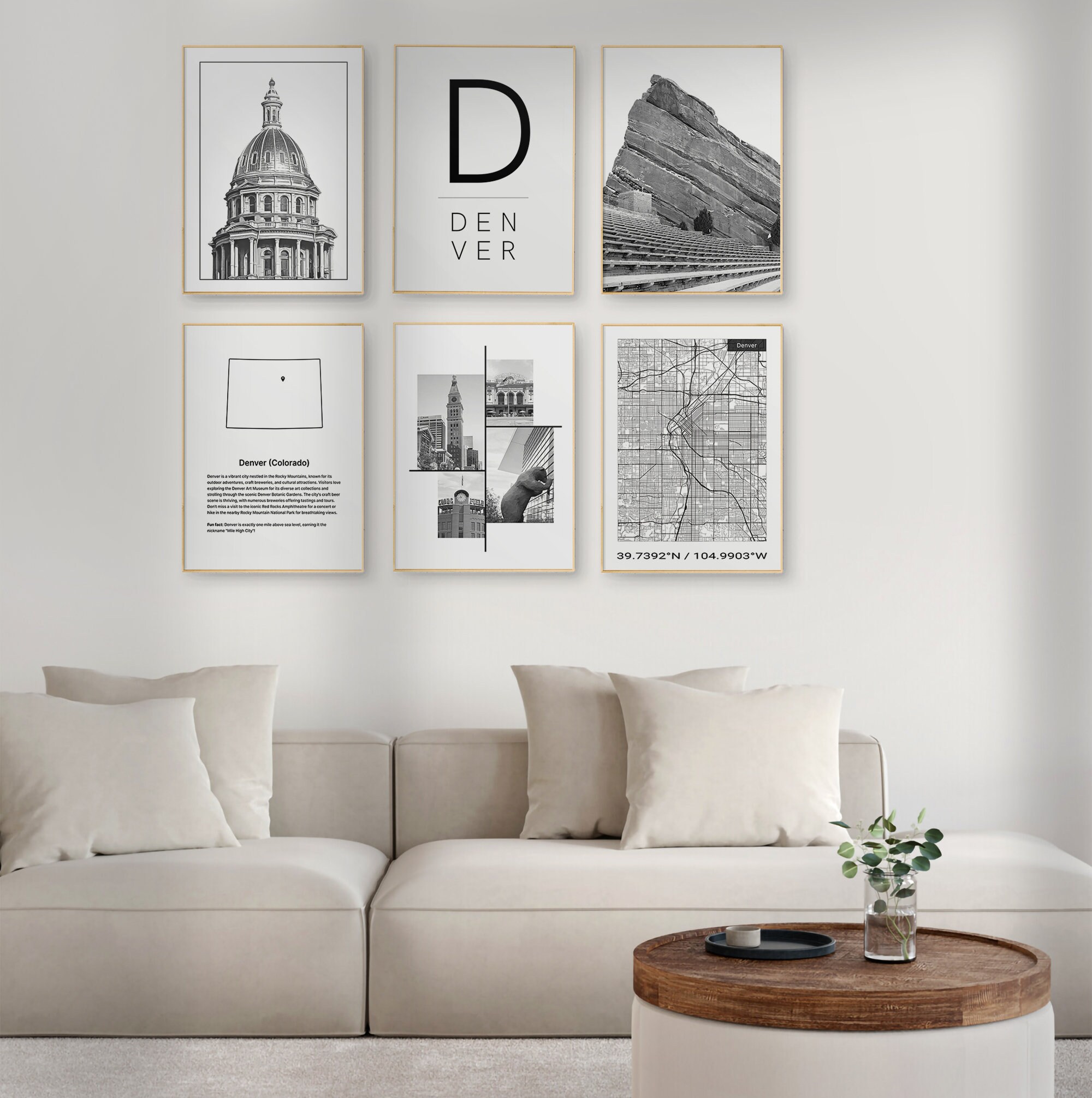 DIGITAL Denver Wall Art, Set of 6 Prints, Modern Colorado Wall Prints ...
