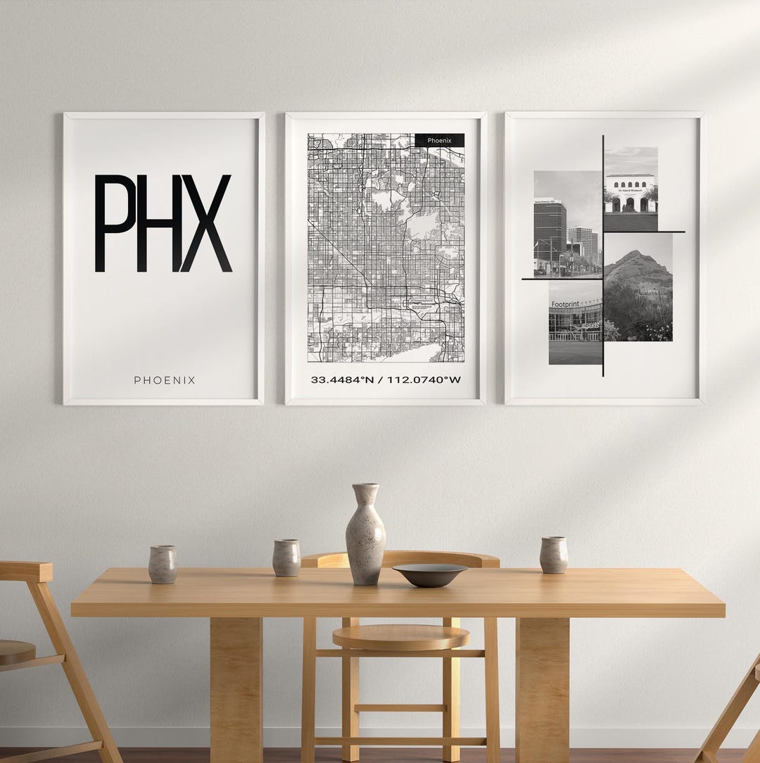 Phoenix City Prints: Modern Map Art Set of 3 (digital Download) - Etsy