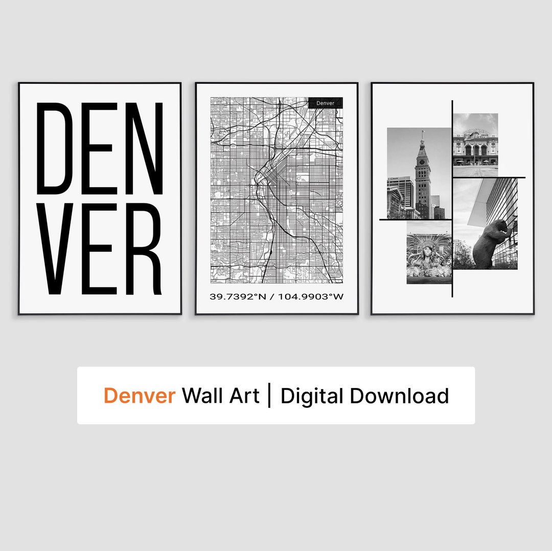 Denver Wall Art, Set of 3 Prints, Modern Colorado Wall Decor, Denver ...