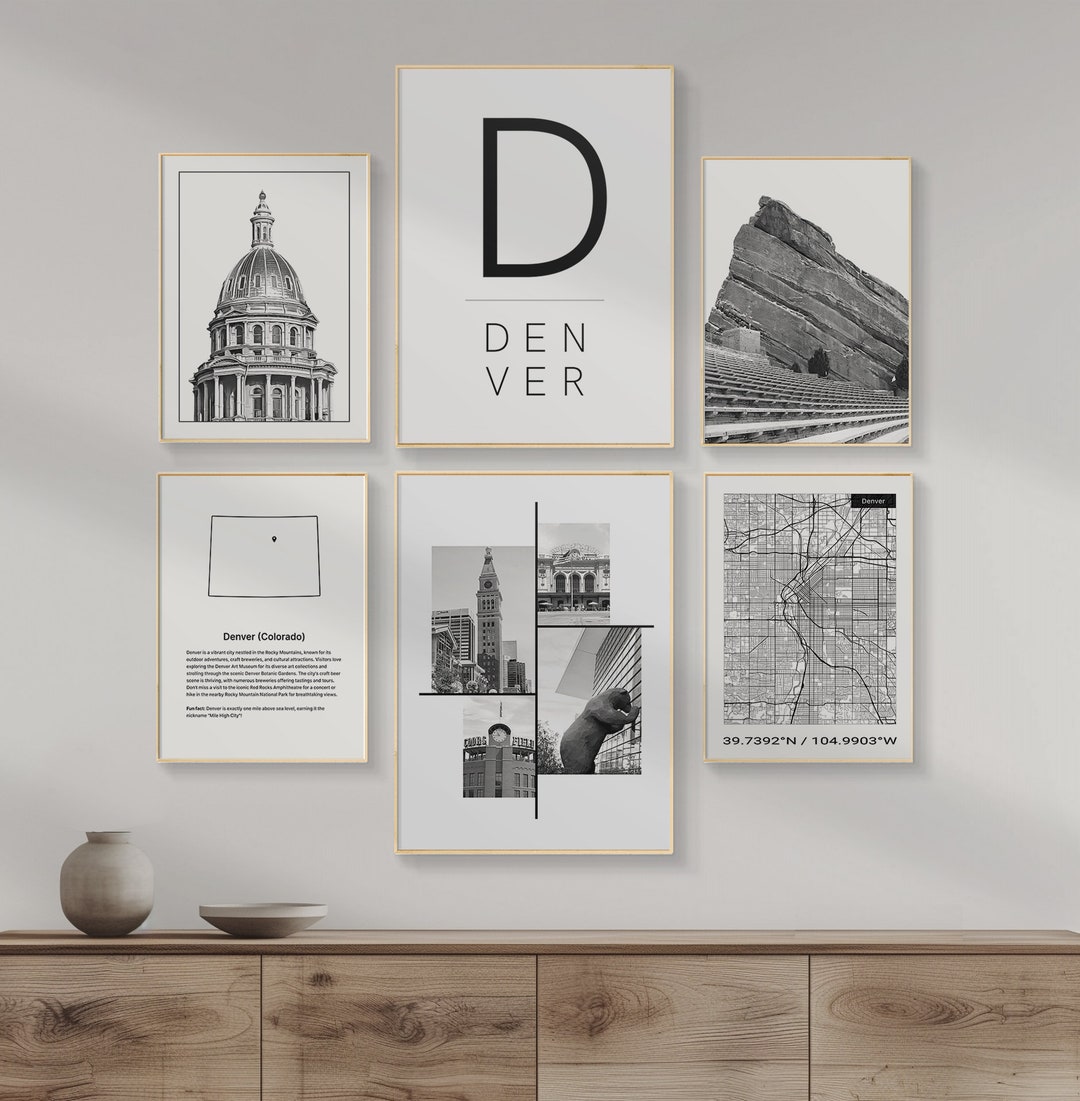 DIGITAL Denver Wall Art, Set of 6 Prints, Modern Colorado Wall Prints ...