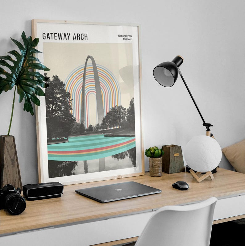 DIGITAL Gateway Arch, Missouri National Park Print, Modern Mid-century ...
