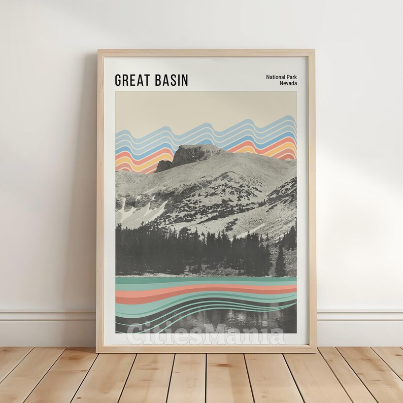 DIGITAL Great Basin, Nevada National Park Print, Modern Mid-century ...