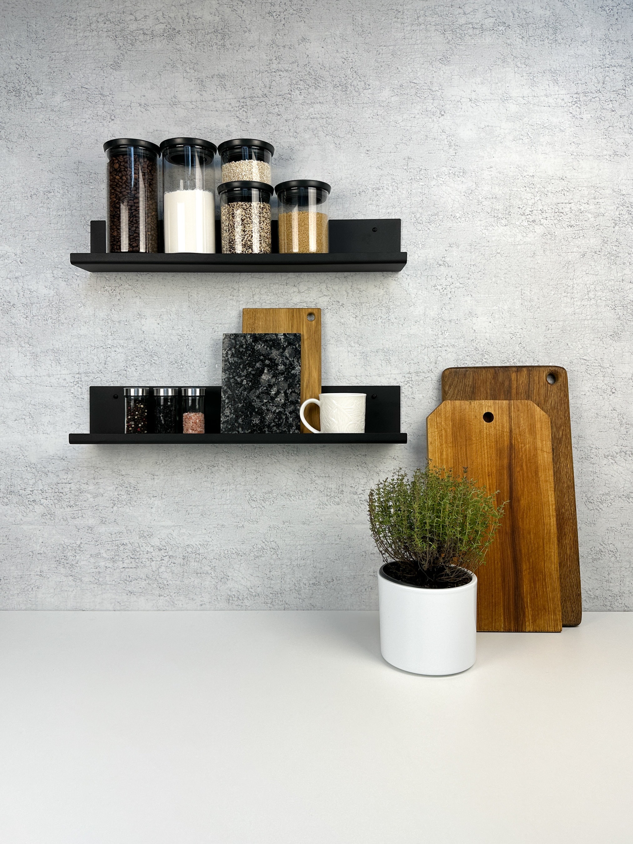 Floating Kitchen Shelf, Spice Shelf, Pantry Shelving, Wall Spice Rack ...