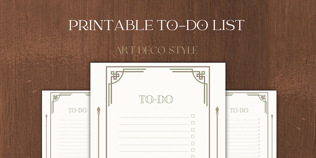 Retro to Do List - Printable PDF to Do List - Art Deco Retro Style ...