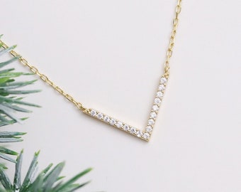 Chevron Diamond Necklace - Etsy