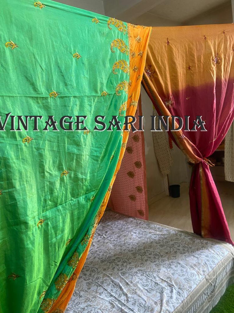 Indian Sari Bed Canopy,bohemian Canopy,vintage Sari Canopy,colorful ...