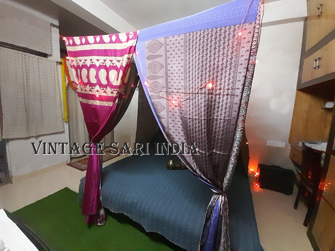 Sari Canopy,boho Sari Canopy,indian Sari Bed Canopy,bohemian Canopy ...