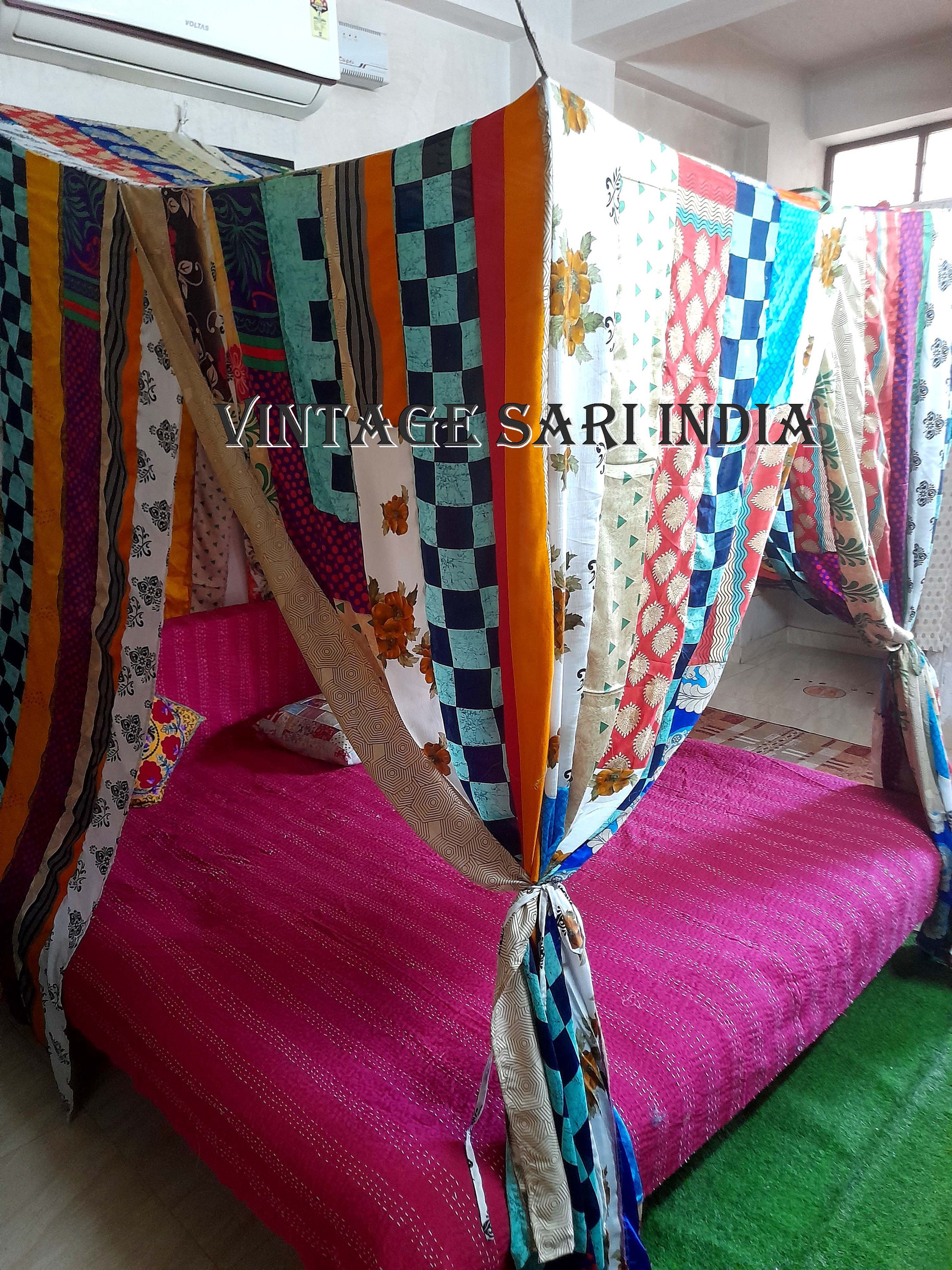 Sari Canopy,boho Sari Canopy,indian Sari Bed Canopy,bohemian Canopy ...