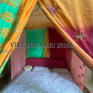Indian Sari Bed Canopy,bohemian Canopy,vintage Sari Canopy,colorful ...