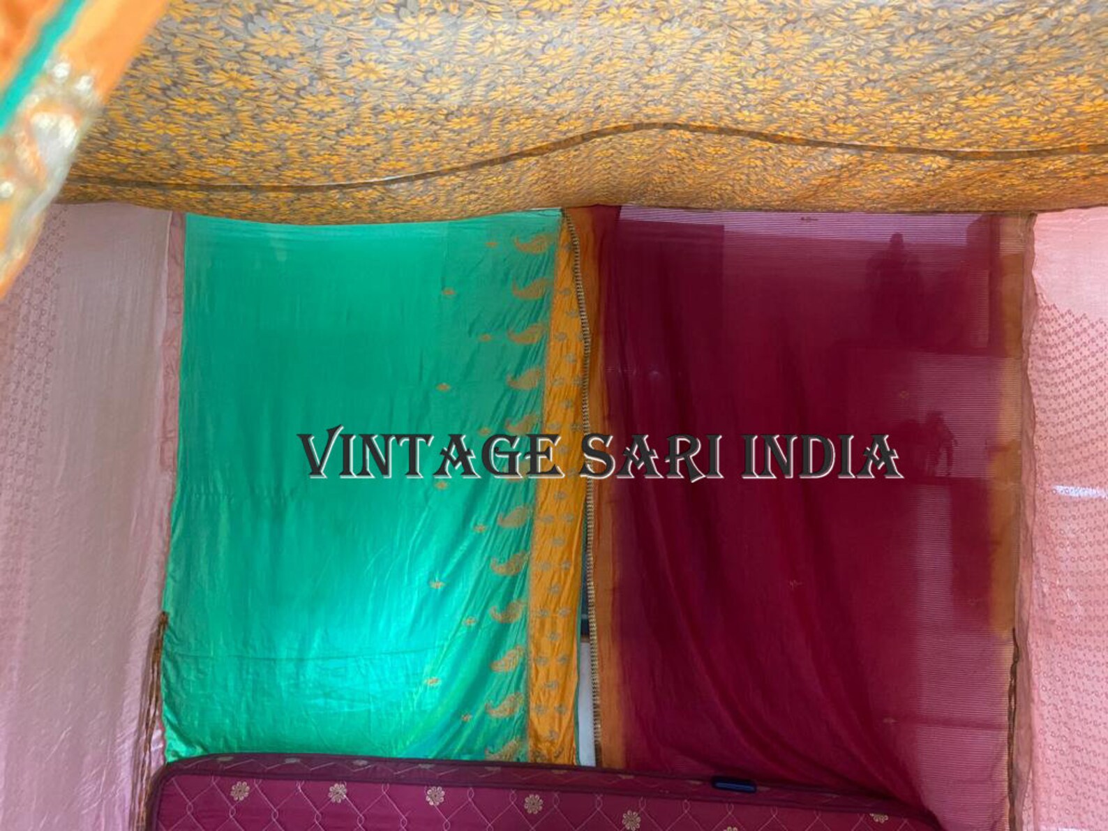 Indian Sari Bed Canopy,bohemian Canopy,vintage Sari Canopy,colorful ...