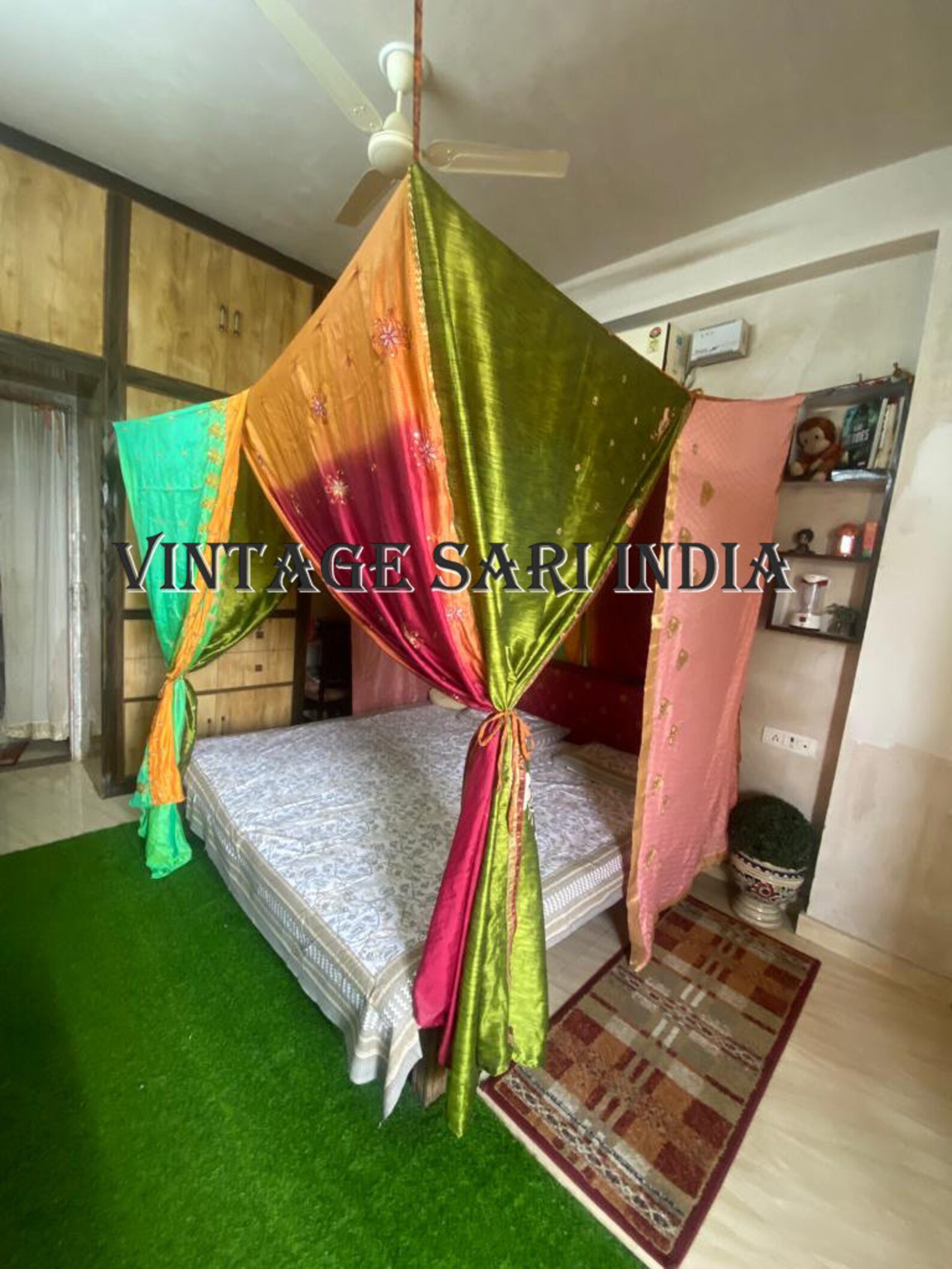 Indian Sari Bed Canopy,bohemian Canopy,vintage Sari Canopy,colorful ...