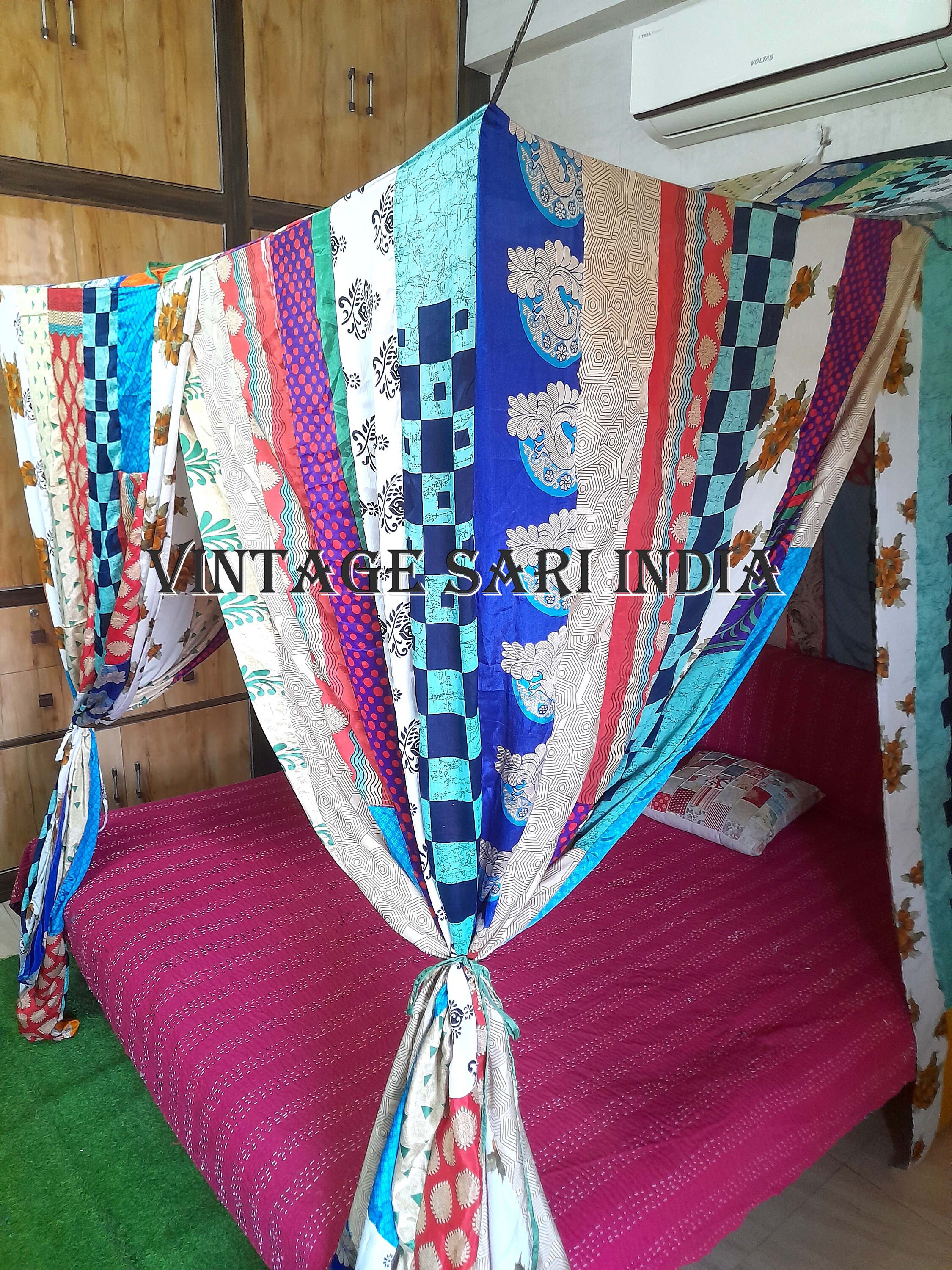Sari Canopy,boho Sari Canopy,indian Sari Bed Canopy,bohemian Canopy ...
