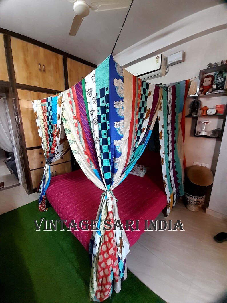 Sari Canopy,boho Sari Canopy,indian Sari Bed Canopy,bohemian Canopy ...