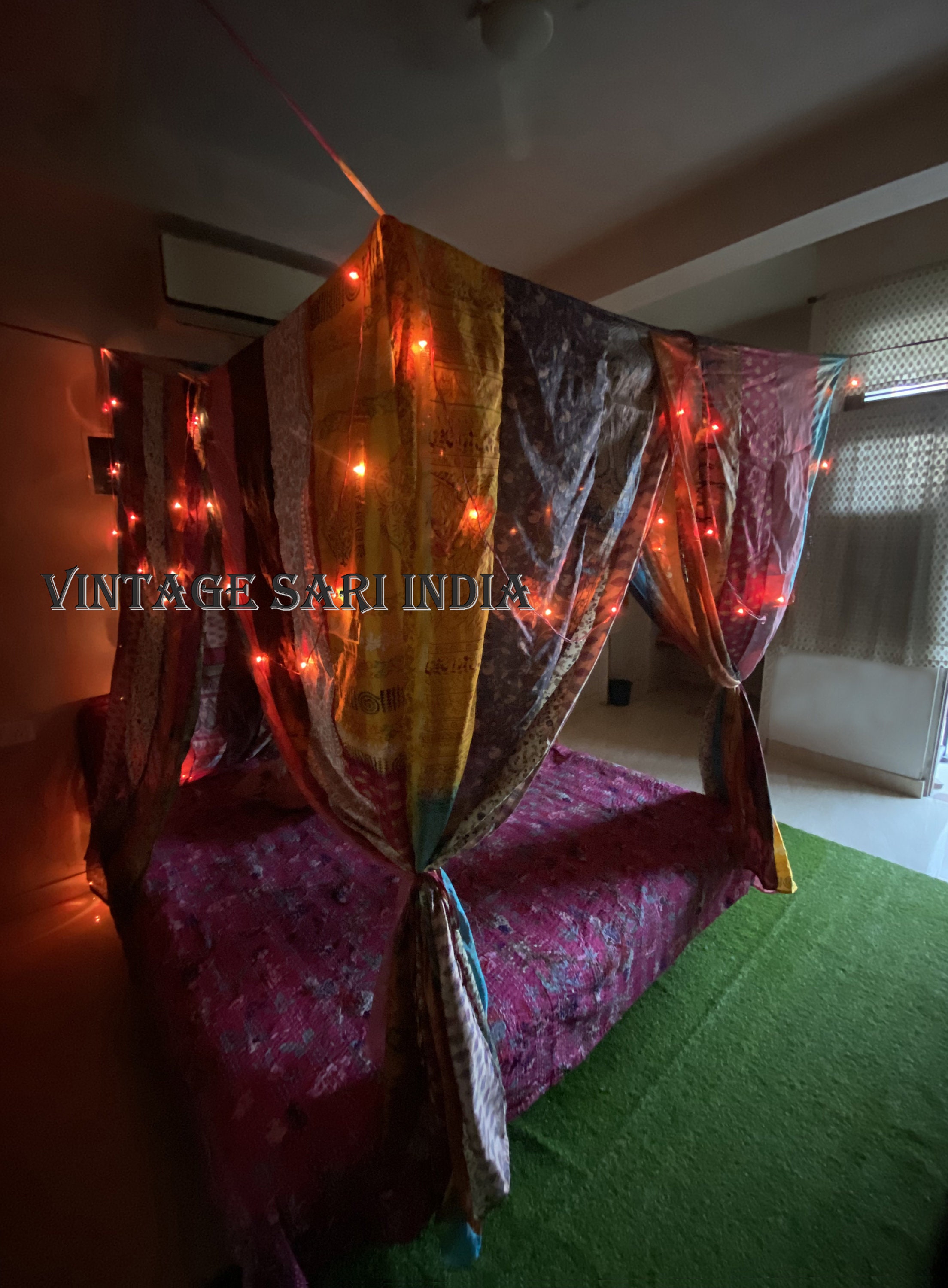 Cultural Sari Canopy,sari Draped Canopy,luxury Sari Bedding Canopy ...