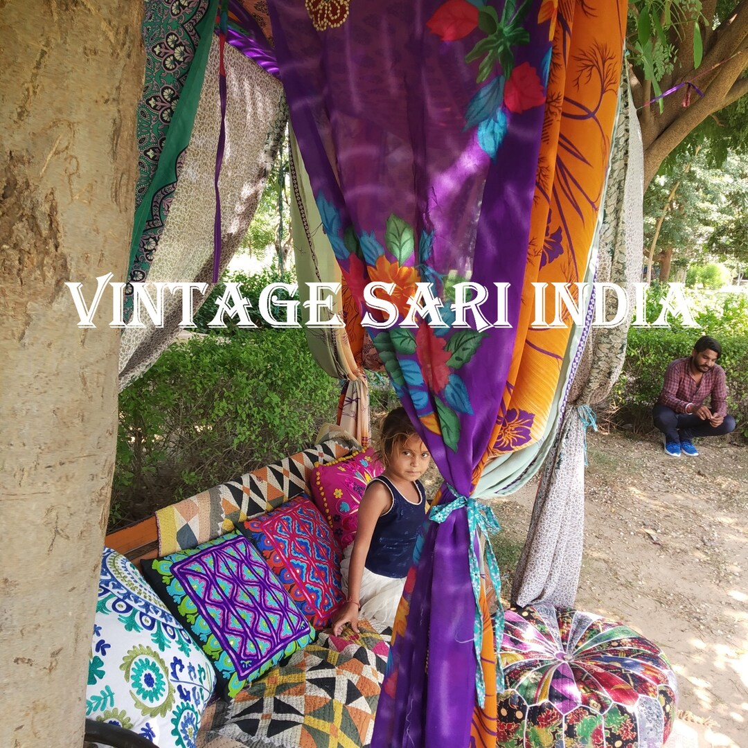 Colorful Sari Bed Canopy,gypsy Sari Canopy - Etsy