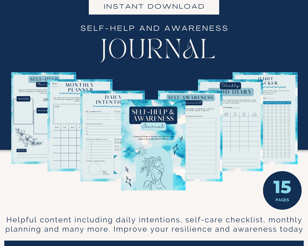Printable Self-help and Awareness Journal, Mental Health Journal Printable Digital Workbook ...