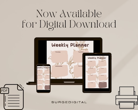 Digital Download Weekly Planner for Groceries Fitness - Etsy