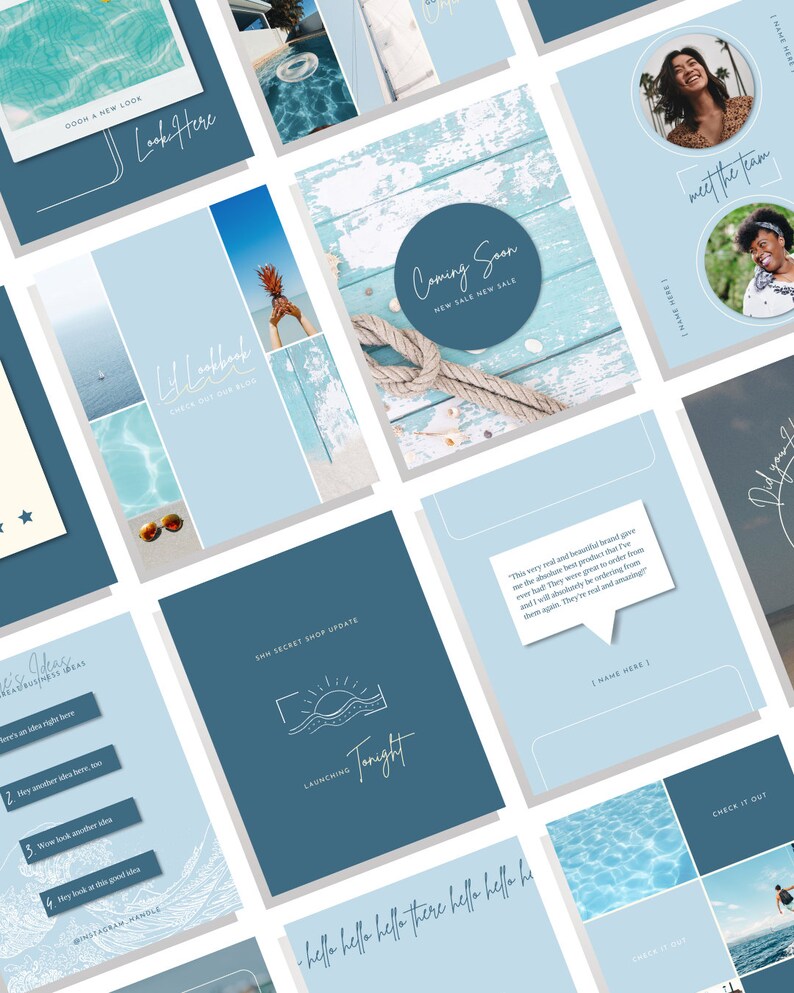 Customizable Canva Social Media Templates Ocean Beachy Vibes Theme ...