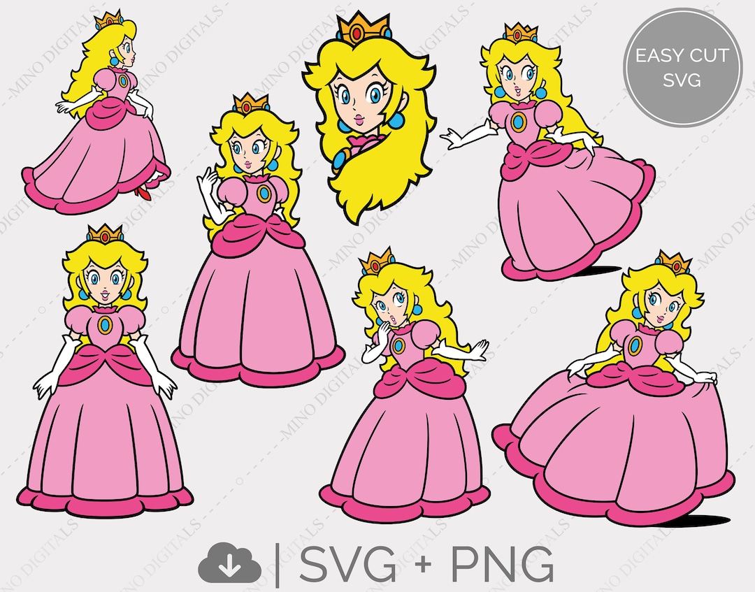Princess Peach SVG PNG Vector Download Files Easy Layered - Etsy