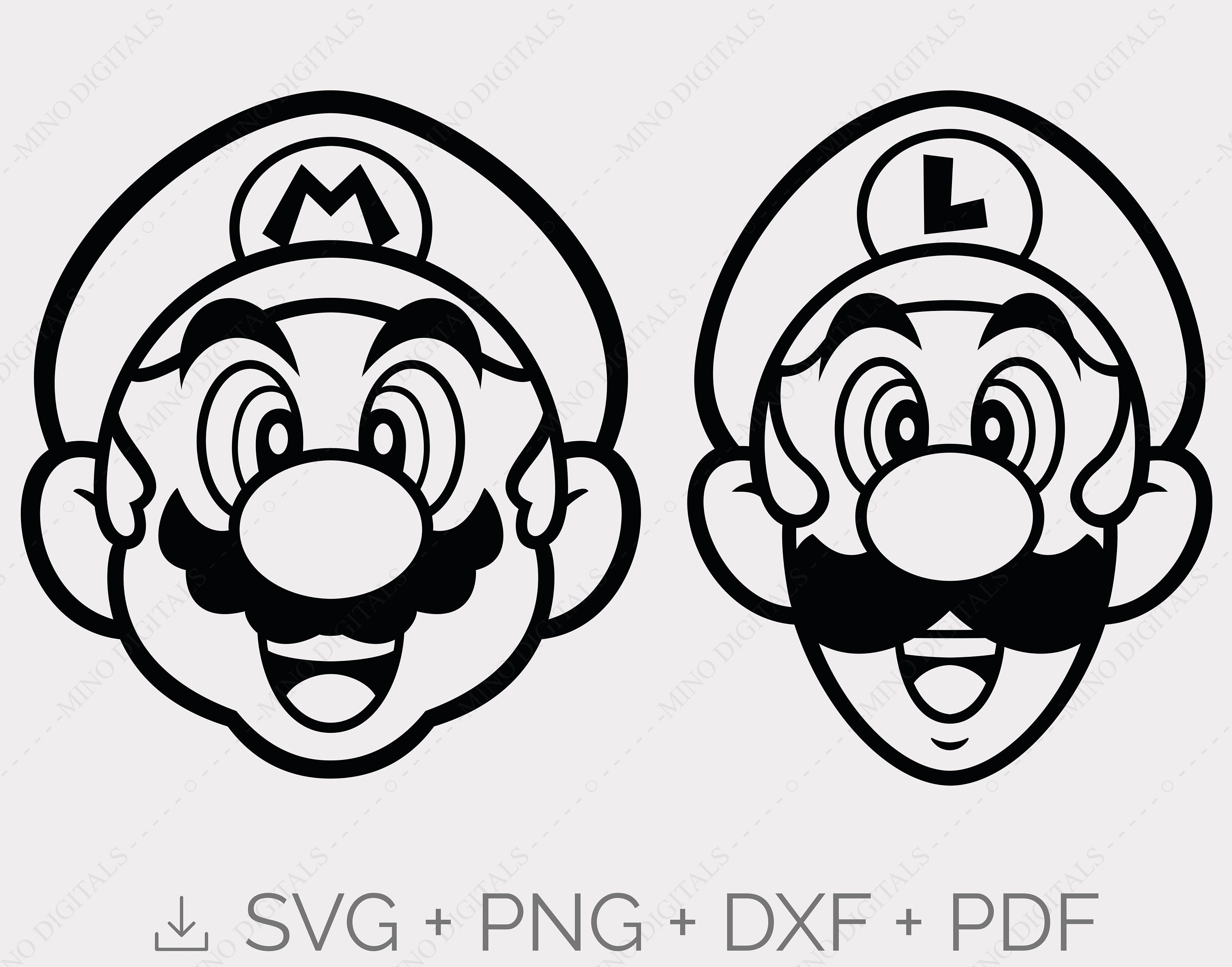Mario Kopf SVG PNG PDF dxf Vektor Download Dateien Mario Spiel - Etsy.de