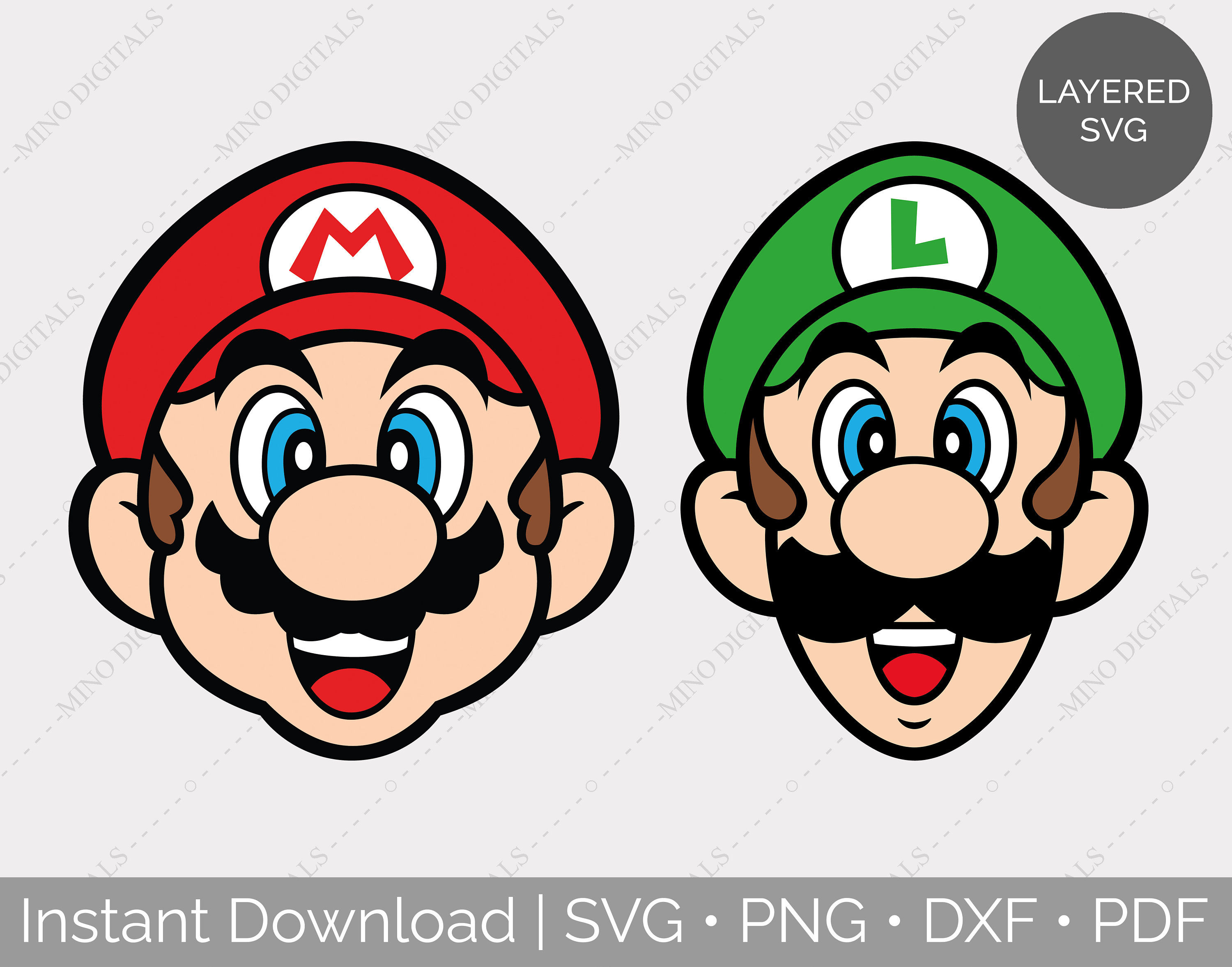 Mario & Luigi Face Laser and Cutter Files Easy to Use - Etsy