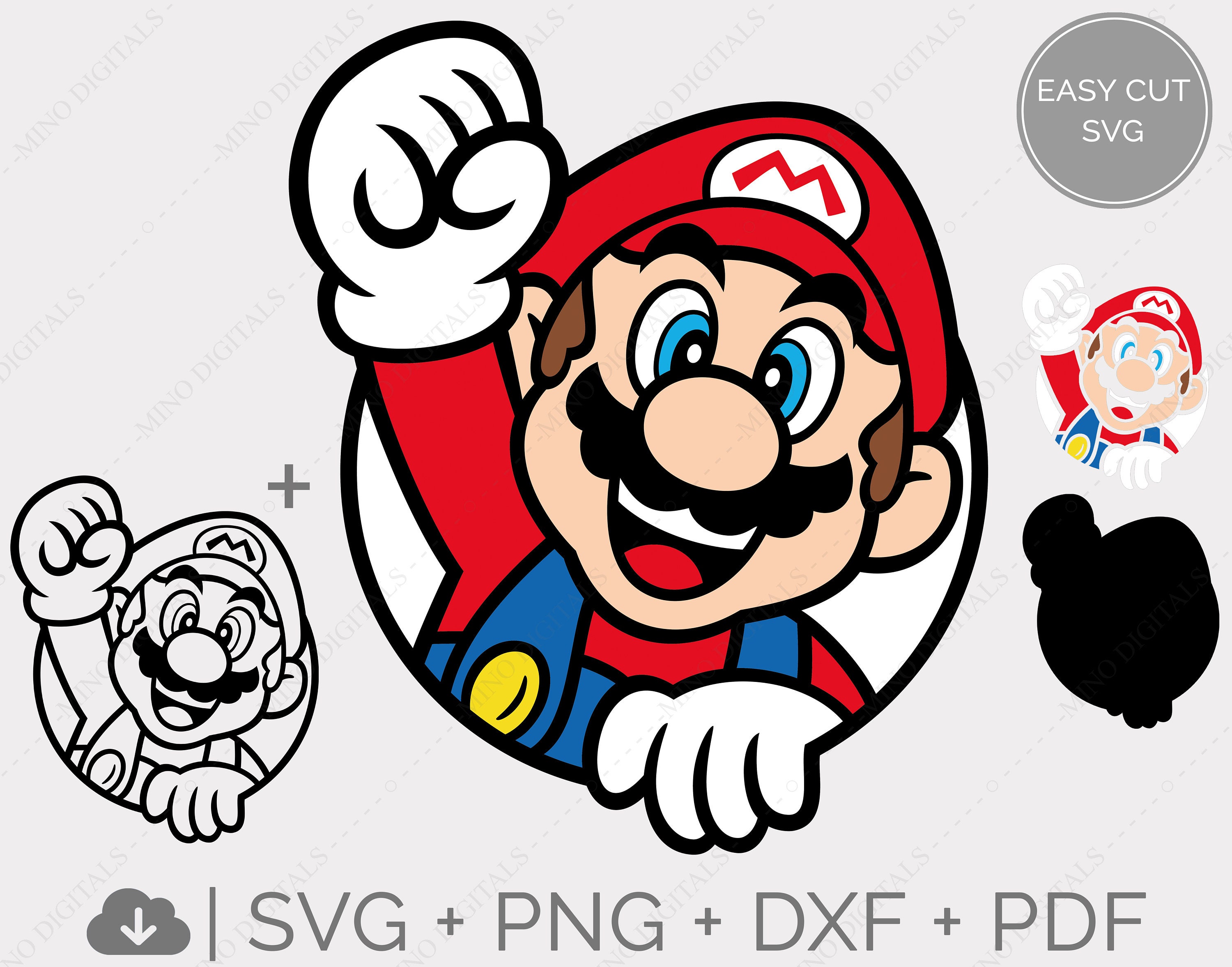 Mario SVG PNG DXF Pdf Vector Download Files Layered Super - Etsy