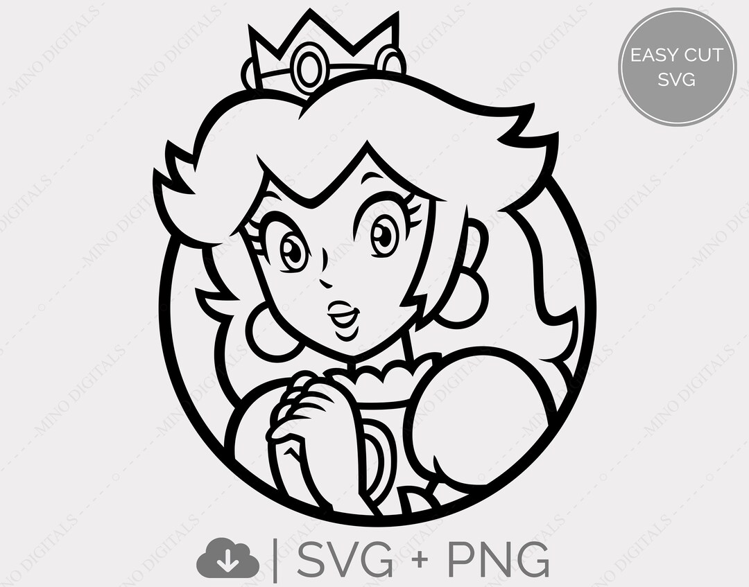 Princess Peach SVG PNG Vector Download Files Mario Game - Etsy UK