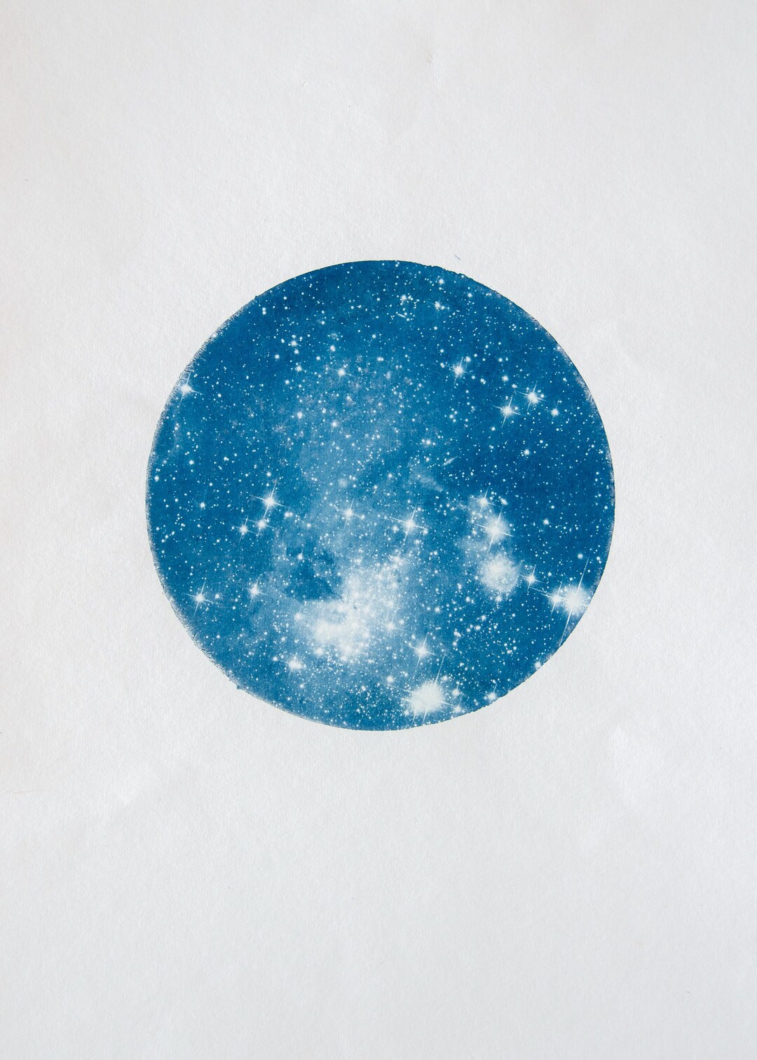 Cyanotype stars, Round, Portrait Format, 30 X 40 Cm, Watercolor Paper ...