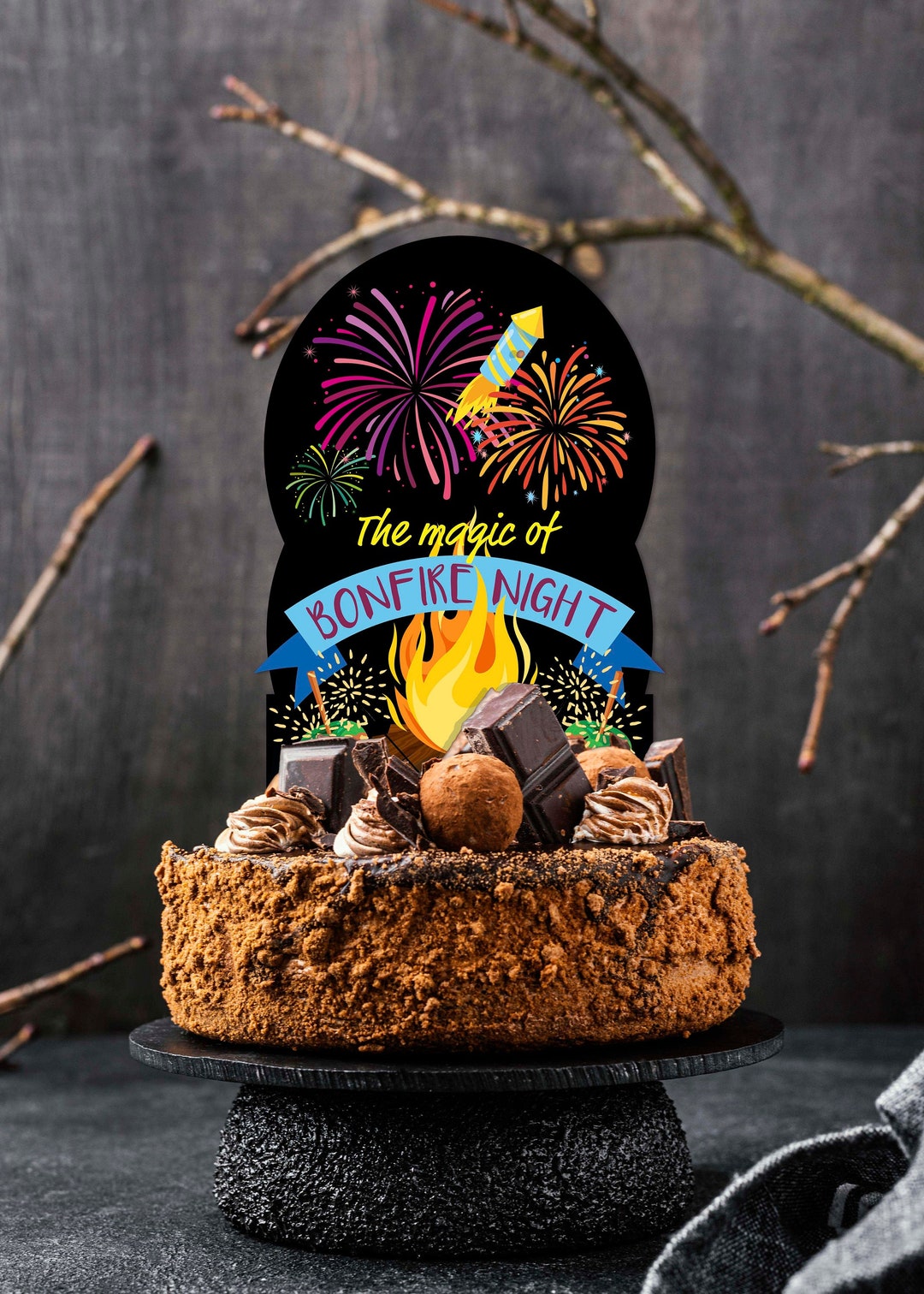 Bonfire Night Cake Topper Dessert Topper Instant Download Simply Print ...
