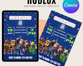 Editable Roblox Birthday Invitation – Canva Template – Kids Party ...