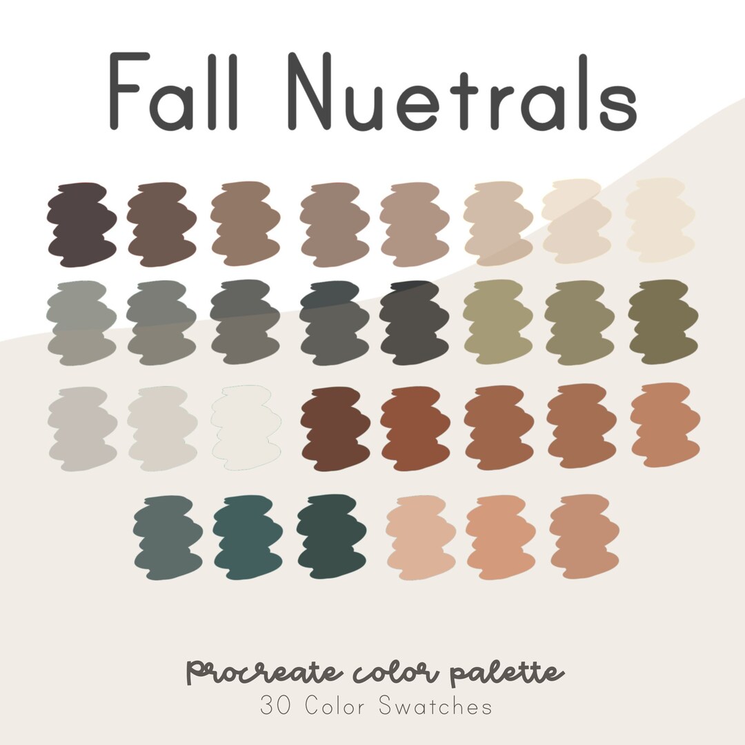 Fall Nuetrals, Procreate Color Palette, Color Swatches, Digital ...
