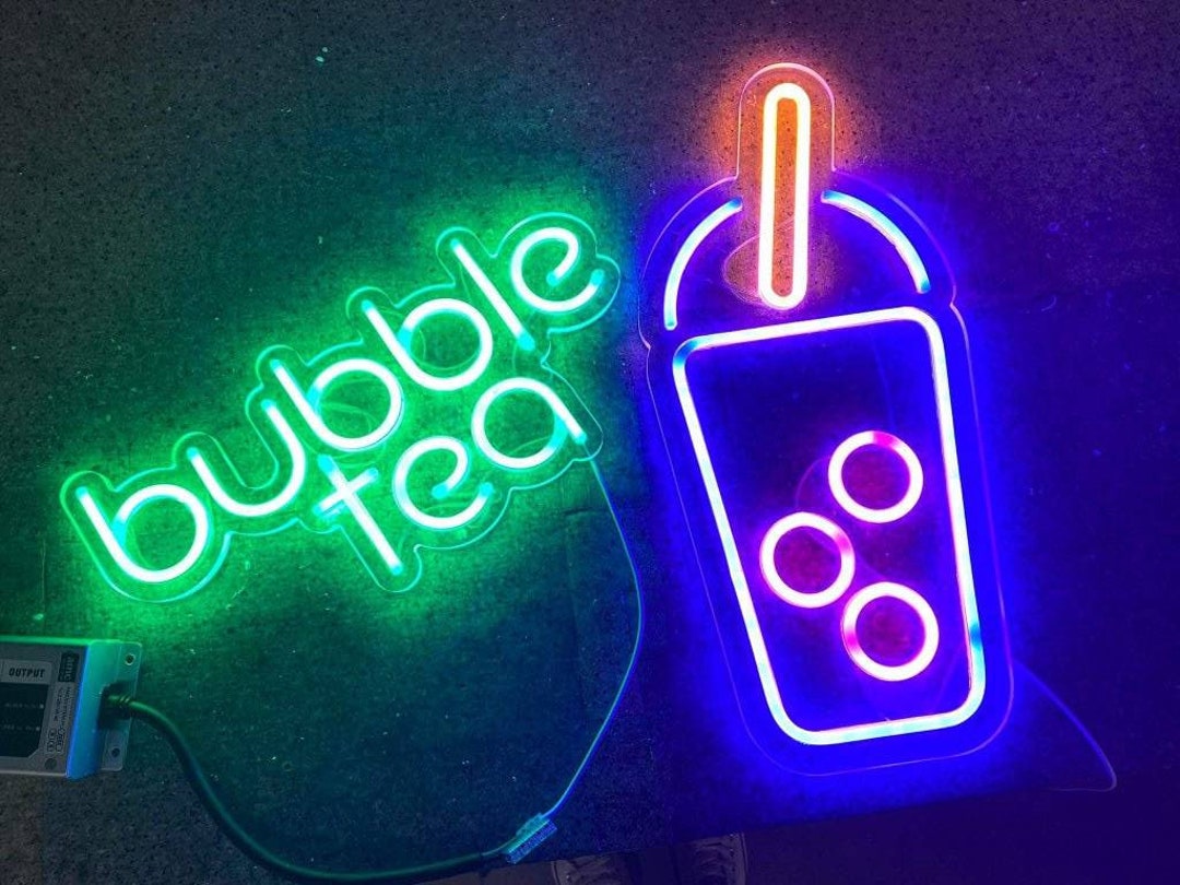NEON LED Signs Wall Decoration Bubble Tea 40x55 Plexiglass - Etsy