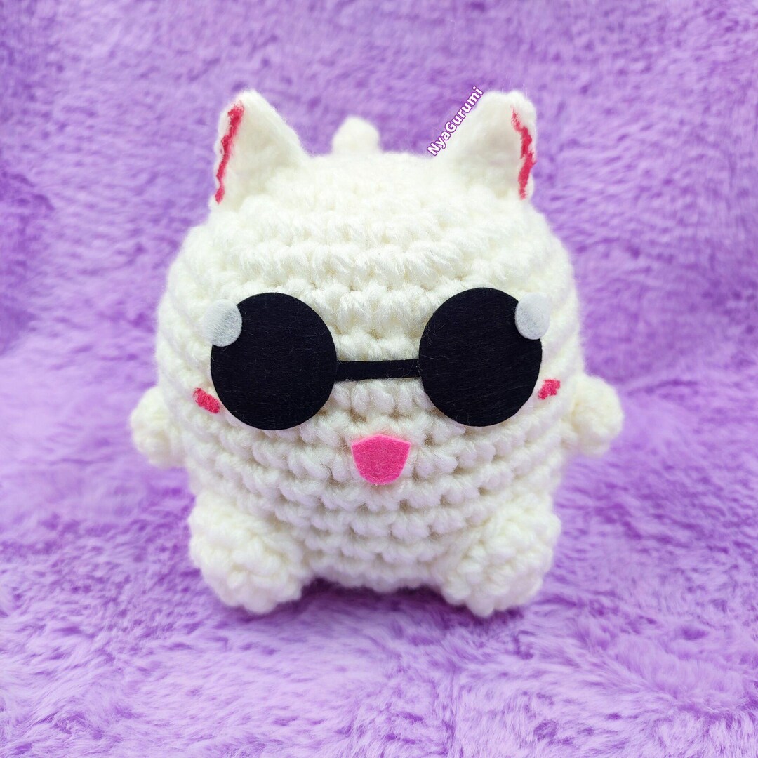 Gojo Cat Amigurumi: Handmade Soft Crochet Doll With Glasses for Anime ...