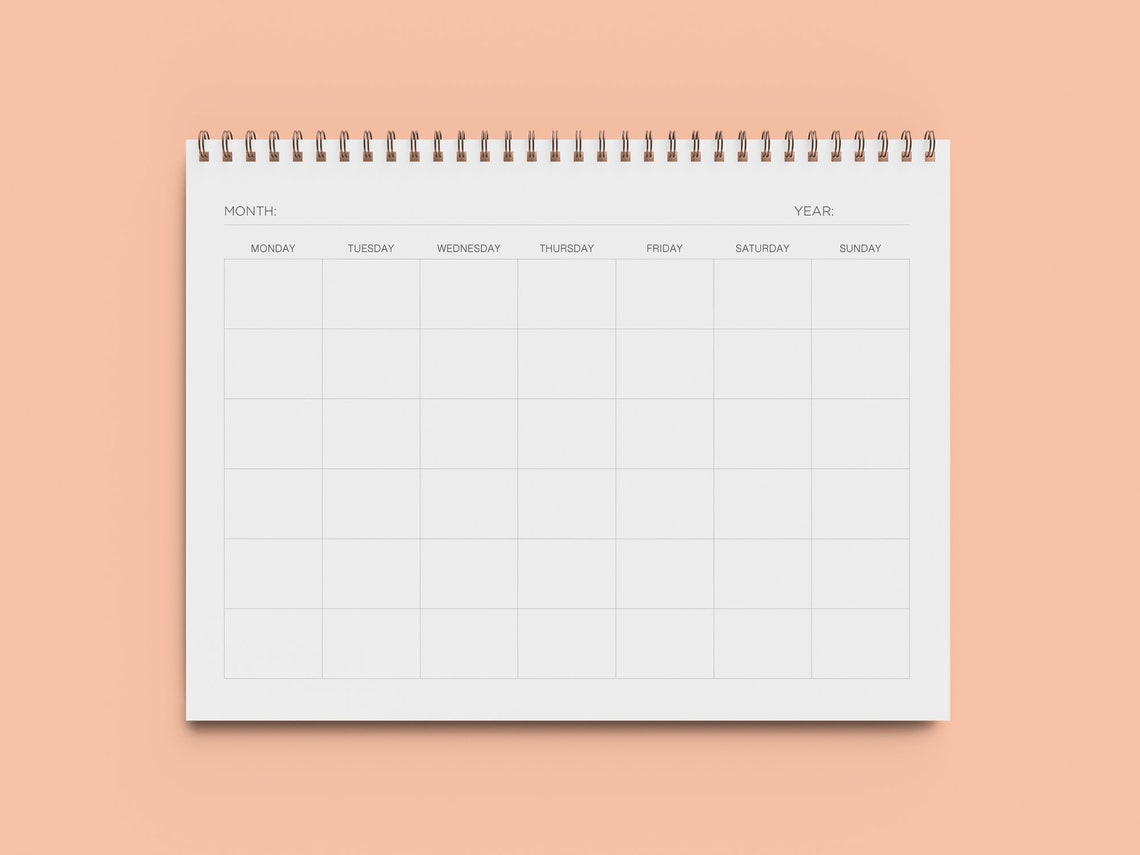 Blank Calendar Printable Monthly Planner Minimalist Calendar A4 & A3 - Etsy