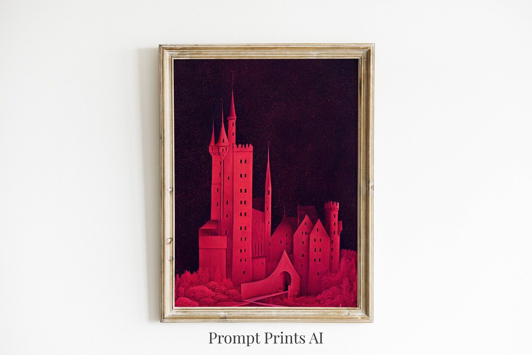 Dark Gothic Red Castle Wall Art Print | Digital Download | Victorian ...