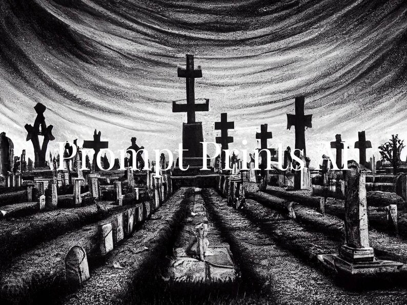 Dark Gothic Cemetery Art Print, Dark Academia Printable, Moody DIY Fall ...